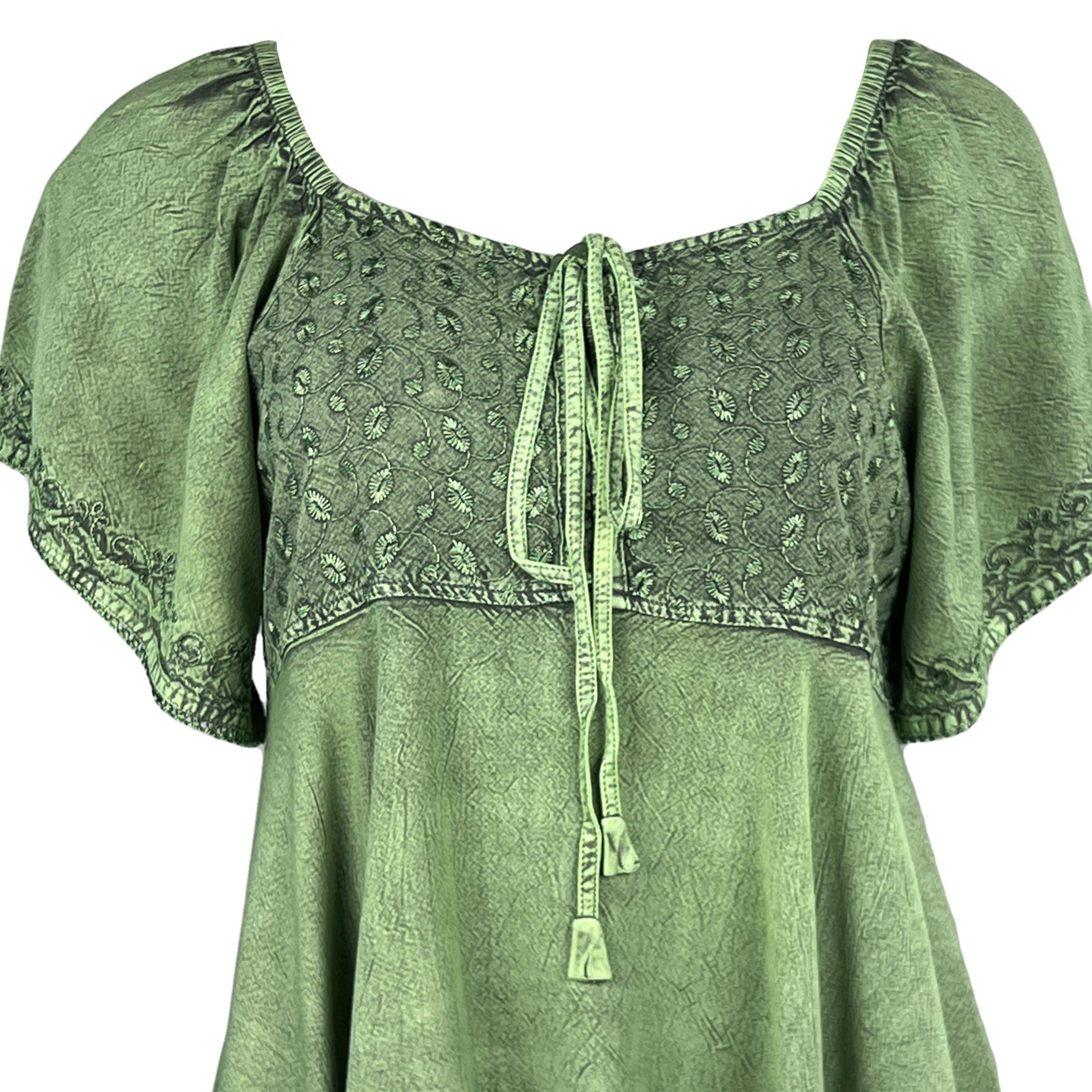 18 605 B Bohemian Asymmetrical Hem Front Rope Tie Short Sleeve Blouse ...