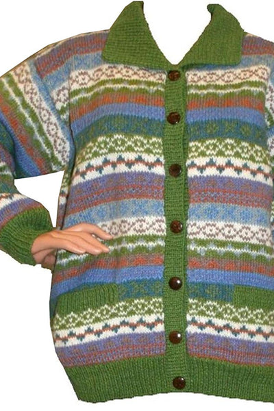Wool Cardigan Sweater Hand knitted in Nepal – Agan Traders