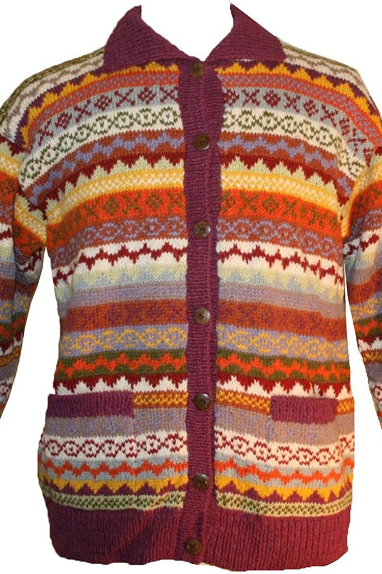 Wool Cardigan Sweater Hand knitted in Nepal – Agan Traders