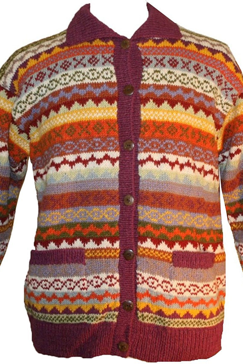 Wool Cardigan Sweater Hand knitted in Nepal – Agan Traders