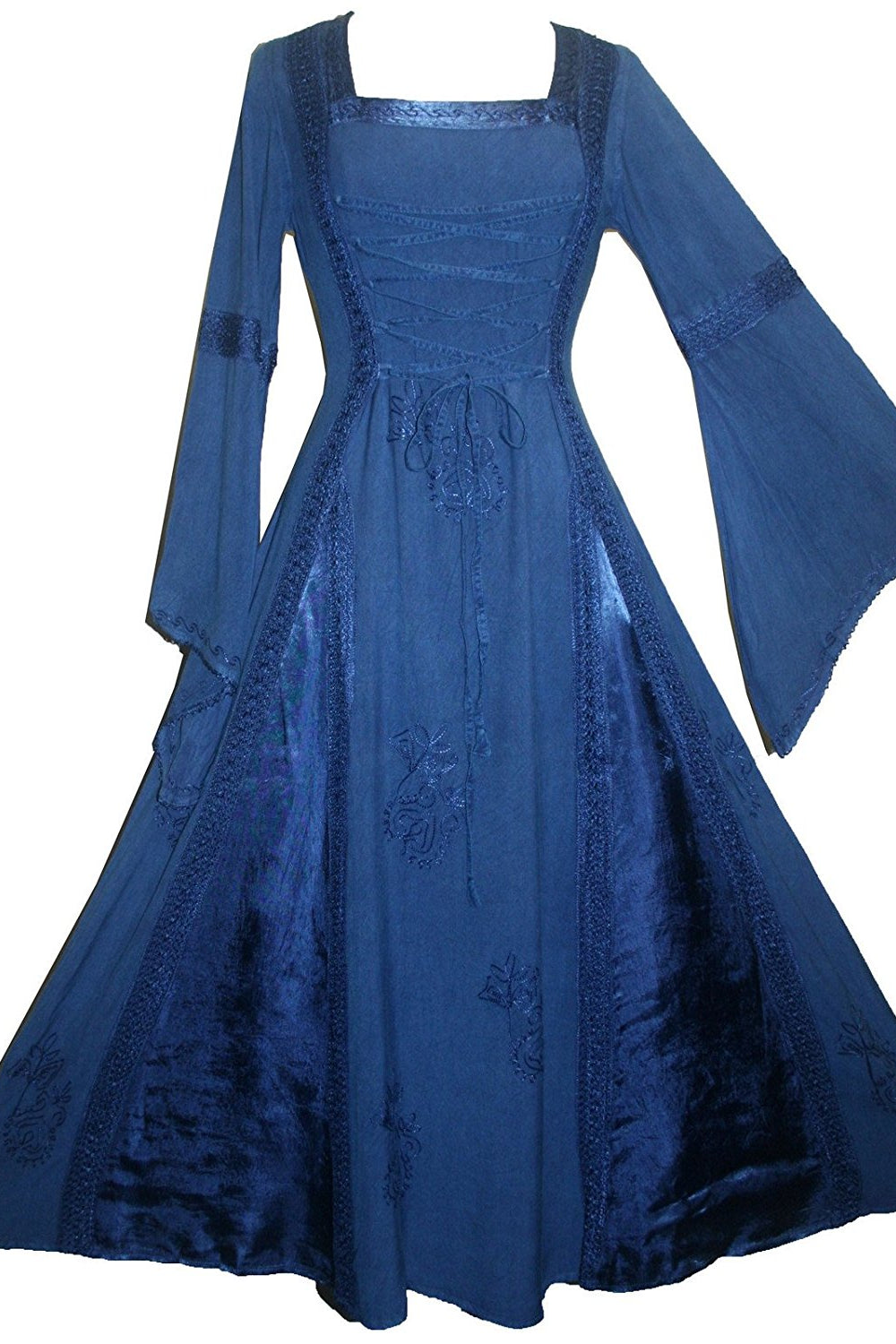 Roman Medieval Corset Satin Embroidered Bell Sleeve Dress 001 – Agan ...