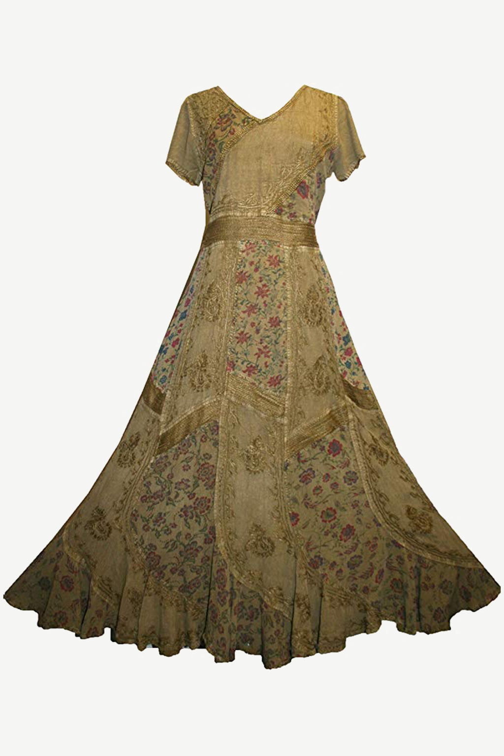 592 DR Scalloped Hem Printed Crape Mega Sleeve Long Dress – Agan Traders